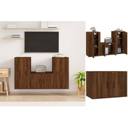 vidaXL TV-Schrank 3-tlg TV-Schrank-Set Braun Eichen-Optik Holzwerkstoff TV-Lowboard Fern