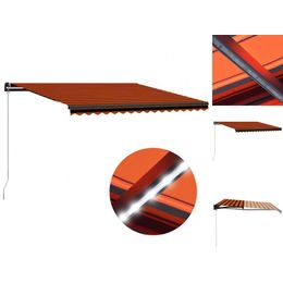 vidaXL Markise Einziehbare Markise Handbetrieben LED 450x300cm Orange Braun Balkon Te