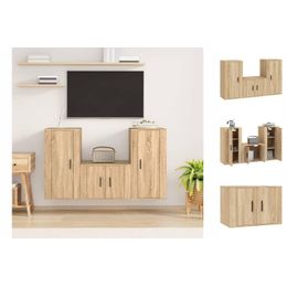 vidaXL TV-Schrank 3-tlg TV-Schrank-Set Sonoma-Eiche Holzwerkstoff TV-Lowboard Fernseher