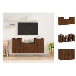 vidaXL TV-Schrank 3-tlg TV-Schrank-Set Braun Eichen-Optik Holzwerkstoff TV-Lowboard Fern