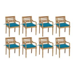 furnicato Gartenstuhl Batavia-Stühle mit Kissen 8 Stk. Massivholz Teak