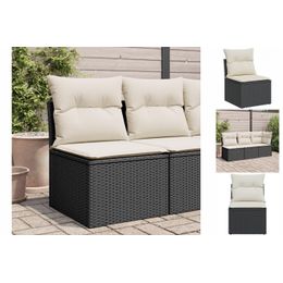 vidaXL Gartenbank Gartensofa ohne Armlehnen mit Kissen Schwarz Polyrattan Außenbereich