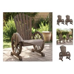 vidaXL Gartenstuhl Adirondack-Gartenstühle 2 Stk Massivholz Tanne Wagenrad Western Optik