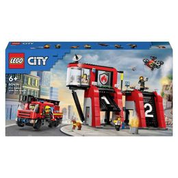 Lego® Konstruktionsspielsteine CITY Feuerwehrstation mit Drehleiterfahrzeug