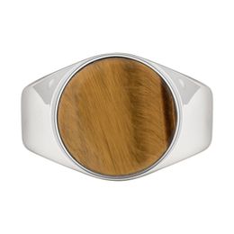 CAI Ring 925/- Sterling Silber Tigerauge braun Glänzend 2,50ct (Größe: 062 (19,7))