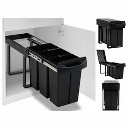 vidaXL Mülleimer Abfallbehälter für Küchenschrank Ausziehbar Soft-Close 36 L