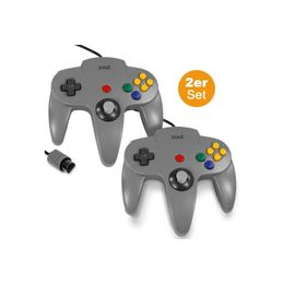 EAXUS Gamepad für Nintendo 64 in Schwarz/Grau Controller (2 St.