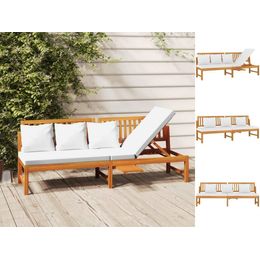 vidaXL Wellnessliege Gartenliege Gartenbank Gartensofa 3 Sitzer Kissen creme 200x60x75 cm M