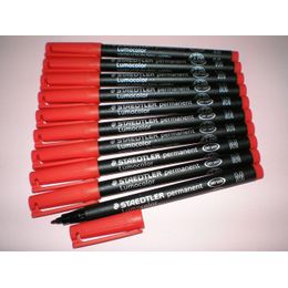 Staedtler Folienstift 10x Folienstift Lumocolor M permanent 317-2 rot OHP Pen Marker