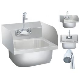 vidaXL Küchenspüle Spüle Küche Spülbecken Gastro-Handwaschbecken mit Wasserhahn Edelstahl