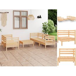 vidaXL Garten-Essgruppe 6-tlg Garten Lounge Set Kiefer Massivholz Holz Sitzgruppe Set Loungemö