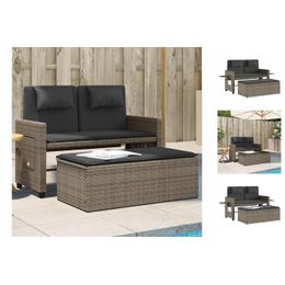 vidaXL Gartenbank Gartenbank Verstellbar mit Kissen Grau Polyrattan