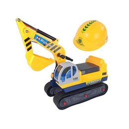 LEAN Toys Rutscherauto Bagger Helm Arm Beweglich Spielzeug Fahrzeug Auto Minifahrzeug Wagen
