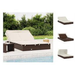 vidaXL Wellnessliege Sonnenliegen 2 Stk mit Faltdach Braun 213x118x97cm Polyrattan Gartenli