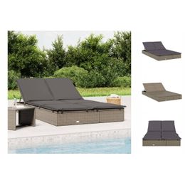 vidaXL Wellnessliege Sonnenliegen 2 Stk Grau 201x55x20 cm Polyrattan Gartenliege