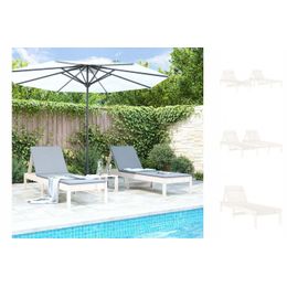 vidaXL Wellnessliege Gartenliege Sonnenliegen 2 Stk mit Tisch Weiß Massivholz Kiefer