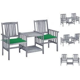 vidaXL Garten-Essgruppe Gartenstühle mit Teetisch und Kissen Massivholz Akazie Holz Sitzgruppe