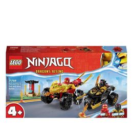 Lego® Konstruktionsspielsteine NINJAGO Verfolgungsjagd mit Kais Flitzer und Ras