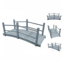 vidaXL Zierbrücke Gartenbrücke Grau 140x60x56 cm Massivholz Tanne