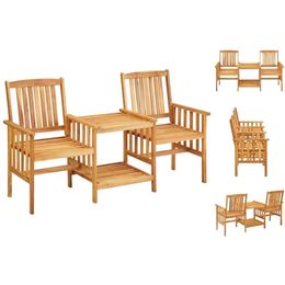 vidaXL Garten-Essgruppe Gartenstühle mit Teetisch 159 x 61 x 92 cm Massivholz Akazie Holz Sitz