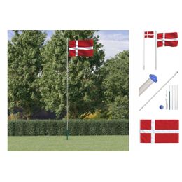 vidaXL Fahne Flagge Dänemarks mit Mast 6