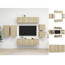 vidaXL Kleiderschrank 8-tlg TV-Schrank-Set Sonoma-Eiche Spanplatte TV-Konsole für Fernseher