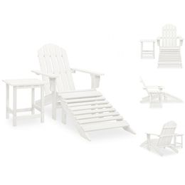 vidaXL Garten-Essgruppe Adirondack-Gartenstuhl mit Fußstütze Tisch Tannenholz Weiß Sitzgruppe