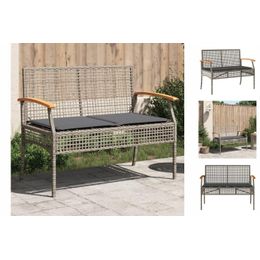 vidaXL Gartenbank Gartenbank mit Kissen Grau Polyrattan Akazienholz