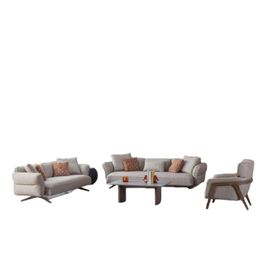 JVmoebel Wohnzimmer-Set Wohnzimmer Set Sofas Sessel Moderne Couchtisch 3+3+1 Couchtisch