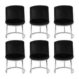 JVmoebel Esszimmerstuhl Moderne Schwarzer 6x Stühle mit Edelstahlfüßen Esszimmerstühle (6 St)