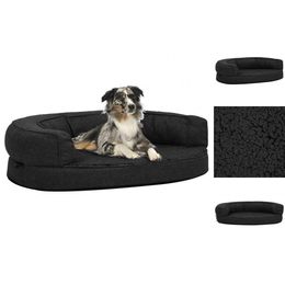 vidaXL Hundekorb Hundematratze Ergonomisch 75x53 cm Leinenoptik Fleece Schwarz