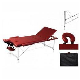 vidaXL Massageliege Massagetisch mit Aluminiumrahmen faltbar 3 Zonen Rot