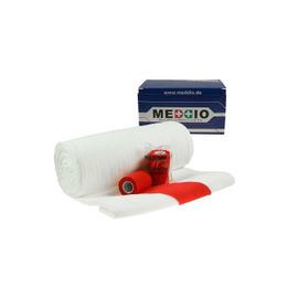 meDDio Pferdebandage Sparpaket Bandagierwatte Verbandwatte 40cm + 12 Haftbandagen 10cm rot