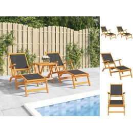 vidaXL Gartenlounge-Sessel Deckchair Garten-Liegestühle 2 Stk Massivholz Akazie und Textilene Lie