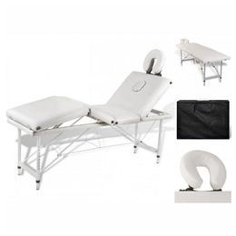 vidaXL Massageliege Massagetisch mit Aluminiumrahmen faltbar 4 Zonen Creme-Weiß