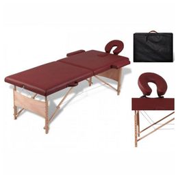 vidaXL Massageliege Massagetisch mit Holzrahmen faltbar 2 Zonen Rot