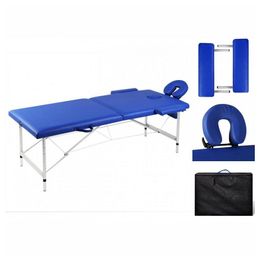 vidaXL Massageliege Massagetisch mit Aluminiumrahmen Klappbar 2 Zonen Blau