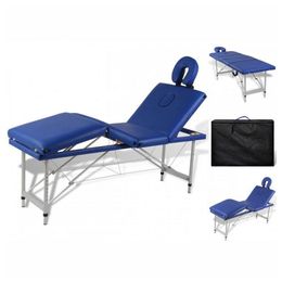 vidaXL Massageliege Massagetisch mit Aluminiumrahmen faltbar 4 Zonen Blau