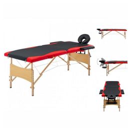 vidaXL Massageliege Massagetisch Klappbar 2 Zonen Holz Schwarz und Rot