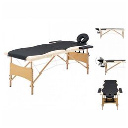 vidaXL Massageliege Massagetisch Klappbar 2 Zonen Holz Schwarz und Beige