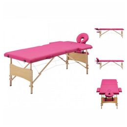 vidaXL Massageliege Massagetisch Klappbar 2 Zonen Holz Rosa