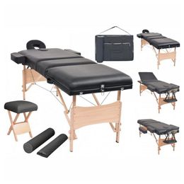 vidaXL Massageliege Massageliege 3 Zonen Klappbar mit Hocker 10 cm Polsterung Schwarz