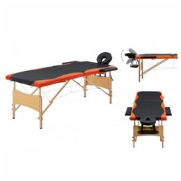 vidaXL Massageliege Massagetisch Klappbar 2 Zonen Holz Schwarz und Orange