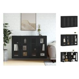 vidaXL Kleiderschrank Wandschränke 2 Stk Schwarz Holzwerkstoff Glas Vitrine Hängeschrank