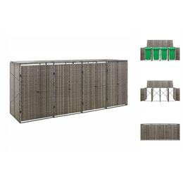 vidaXL Mülltonnenbox Mülltonnenbox für 4 Tonnen Grau 274x80x117 cm Polyrattan Verkleidung