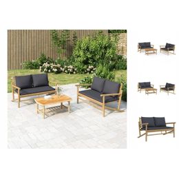 vidaXL Garten-Essgruppe 3-tlg Garten-Lounge-Set mit Dunkelgrauen Kissen Bambus