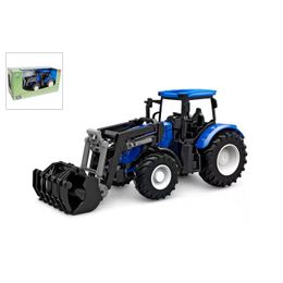 KIDS GLOBE Spielzeug-Traktor KIDS GLOBE Traktor Freilauf mit Frontlader 27cm blau