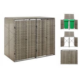 vidaXL Mülltonnenbox Mülltonnenbox für 2 Tonnen Grau 140x80x117 cm Polyrattan Verkleidung