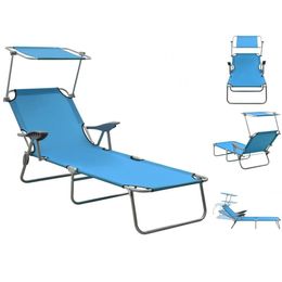 vidaXL Wellnessliege Gartenliege Strandliege Klappbare Sonnenliege Campingliege Sonnenschut