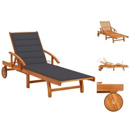 vidaXL Wellnessliege Gartenliege Sonnenliege Relaxliege Holzliege Rollliege mit Auflage ant